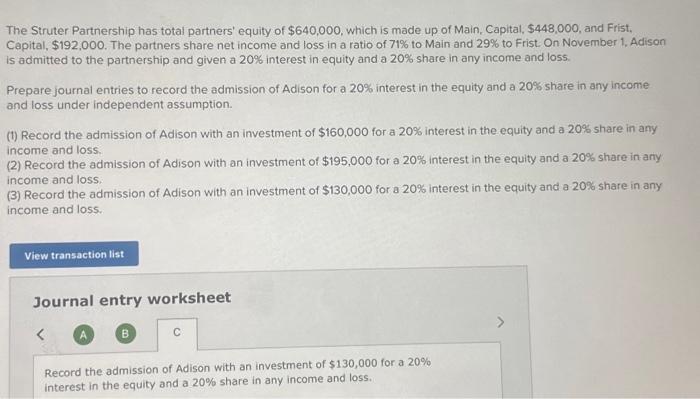 Solved The Struter Partnership has total partners' equity of | Chegg.com