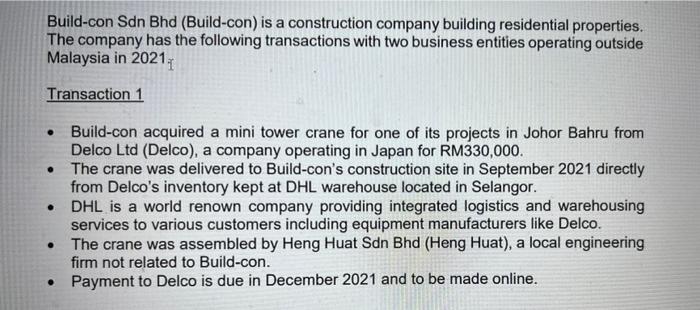 Build-con Sdn Bhd (Build-con) is a construction | Chegg.com