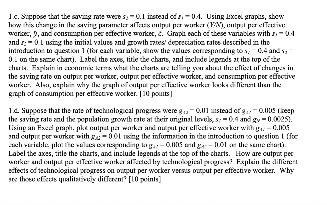 Solved 1.c. ﻿Suppose that the saving rate were s2=0.1 | Chegg.com