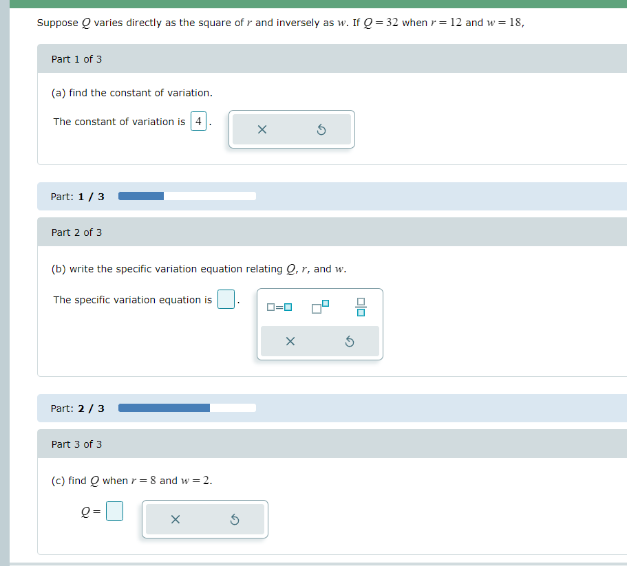 Solved Suppose Q ﻿varies directly as the square of r ﻿and | Chegg.com