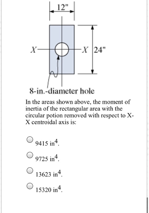 Solved X-0EX 24" 8-in.-diameter hole For the areas shown | Chegg.com