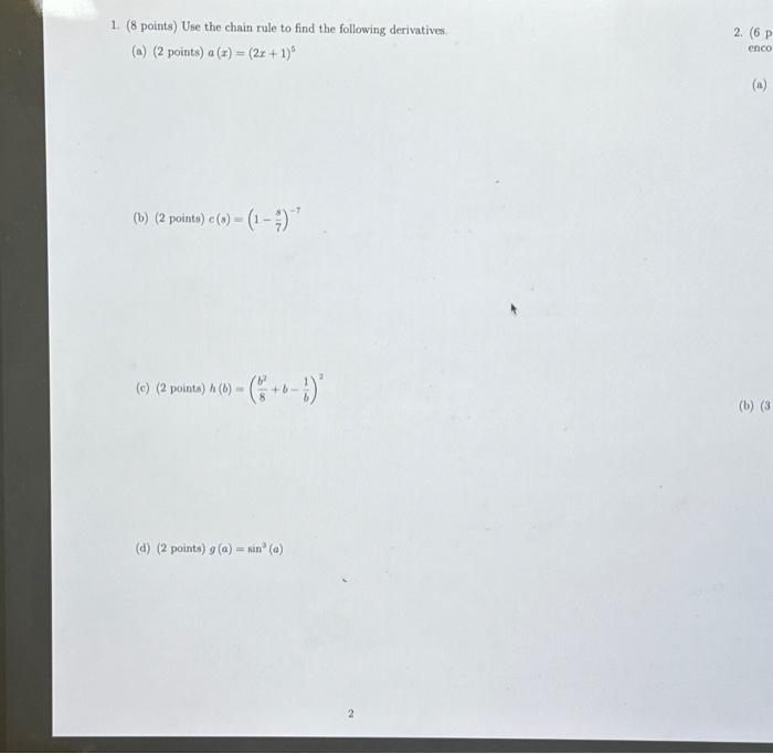 Solved 1. ( 8 points) Use the chain rule to find the | Chegg.com