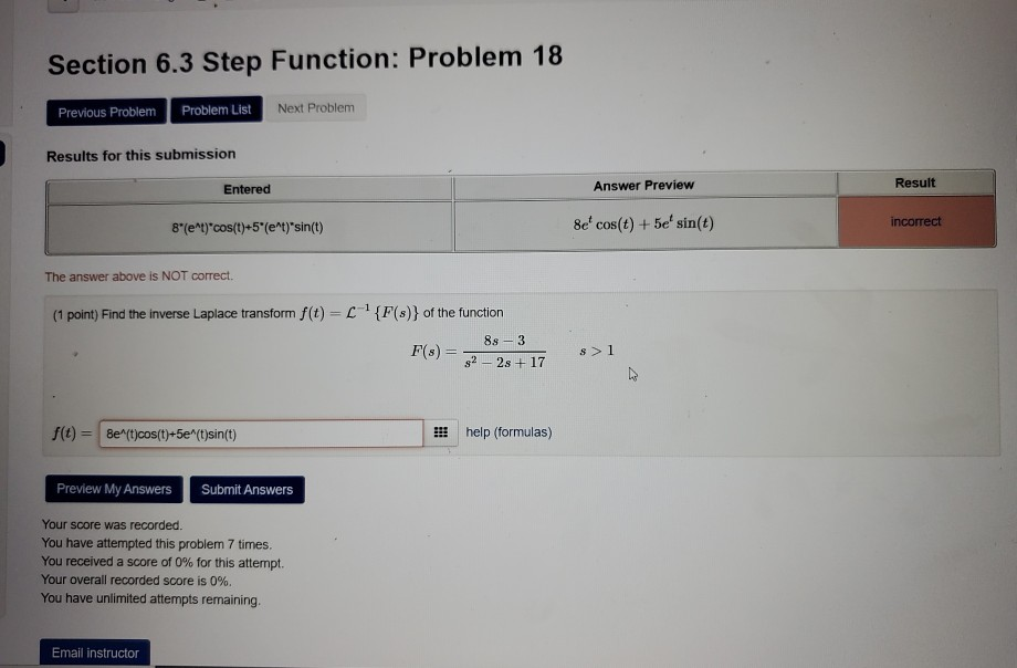 Solved Section 6.3 Step Function: Problem 18 Previous | Chegg.com