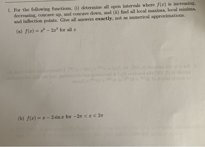 Solved 1. For the following functions, (i) determine all | Chegg.com