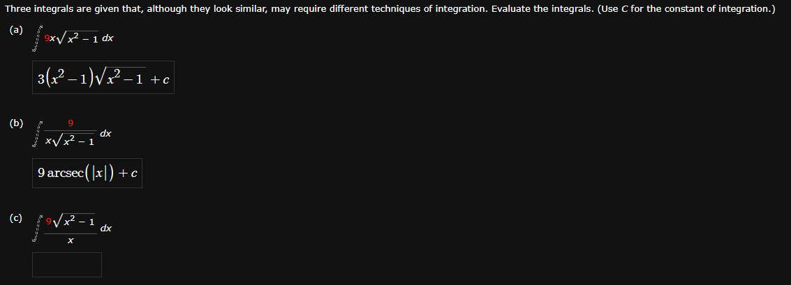 Solved Three integrals are given that, although they look | Chegg.com