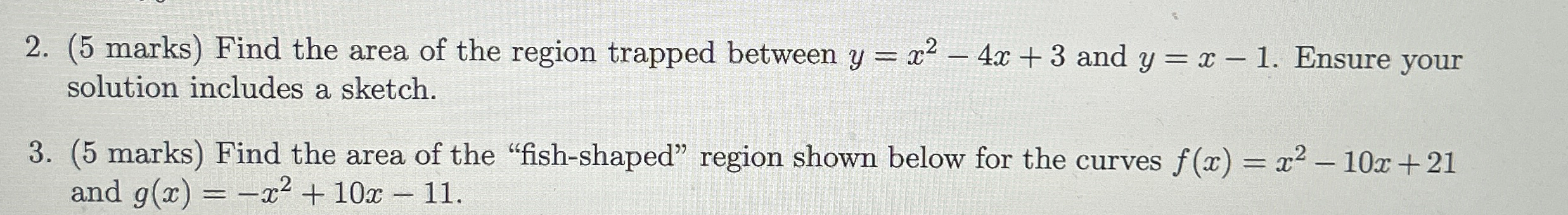 Solved (5 ﻿marks) ﻿Find the area of the region trapped | Chegg.com