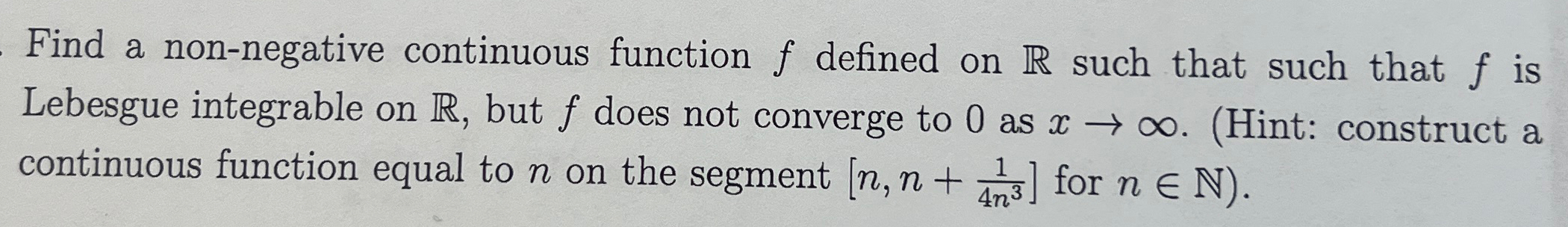 Solved Find a nonnegative continuous function f ﻿defined on | Chegg.com