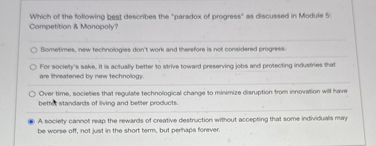 Solved Which of the following best describes the "paradox of | Chegg.com