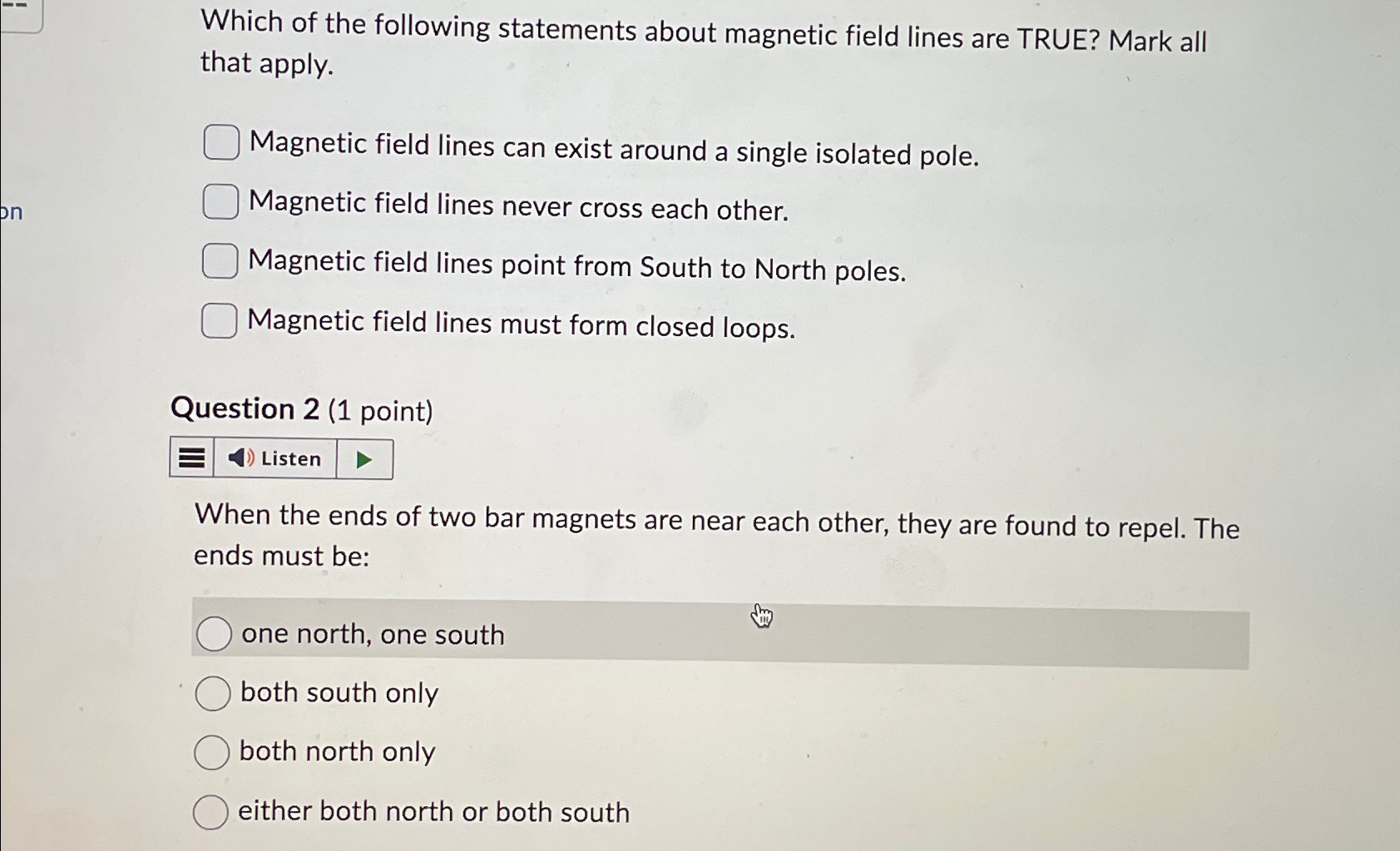 Solved Which of the following statements about magnetic | Chegg.com