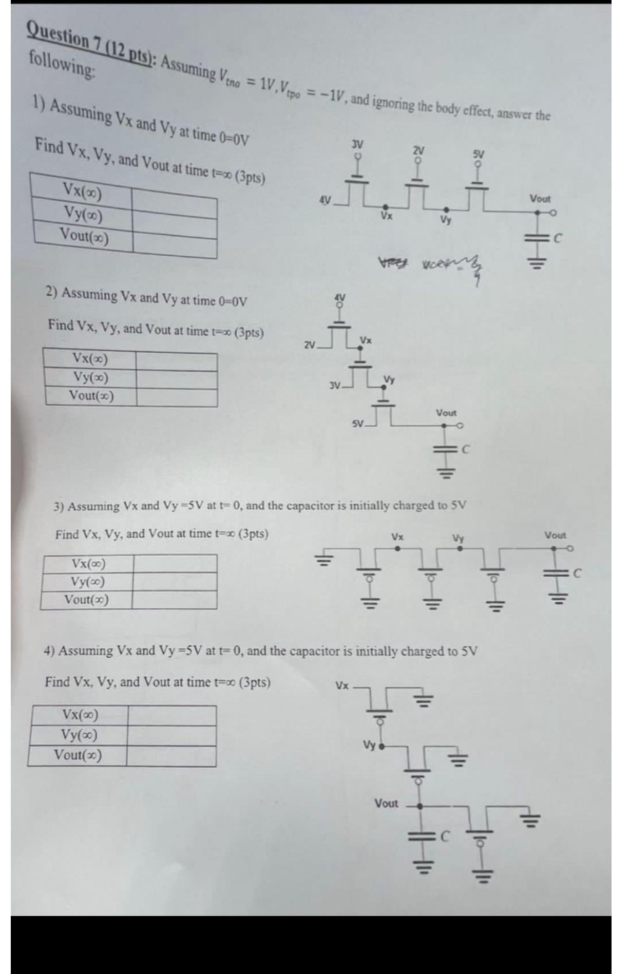 Solved Find Vx,Vy, ﻿and Vout ﻿at time | Chegg.com
