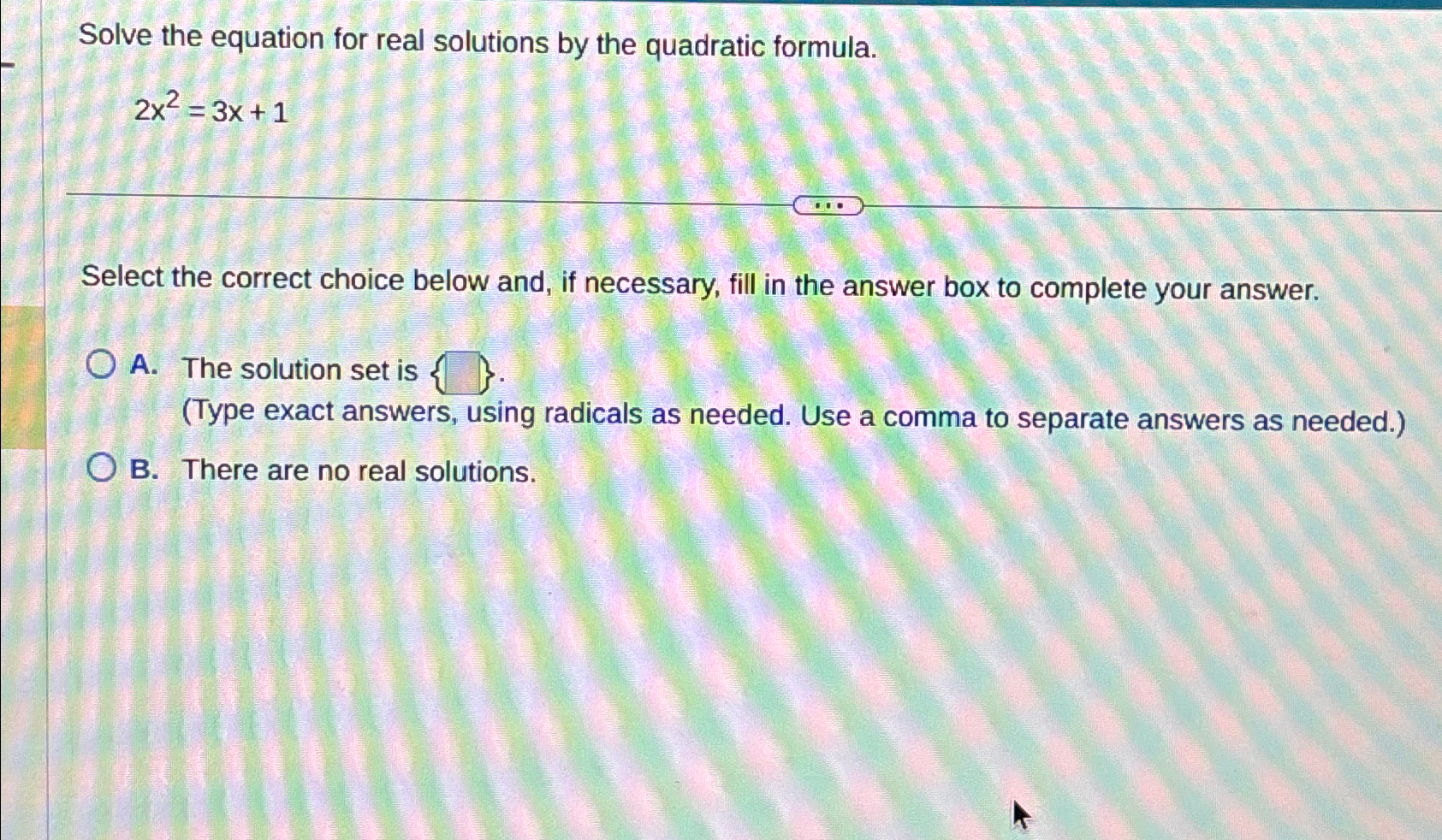 Solved Solve the equation for real solutions by the | Chegg.com