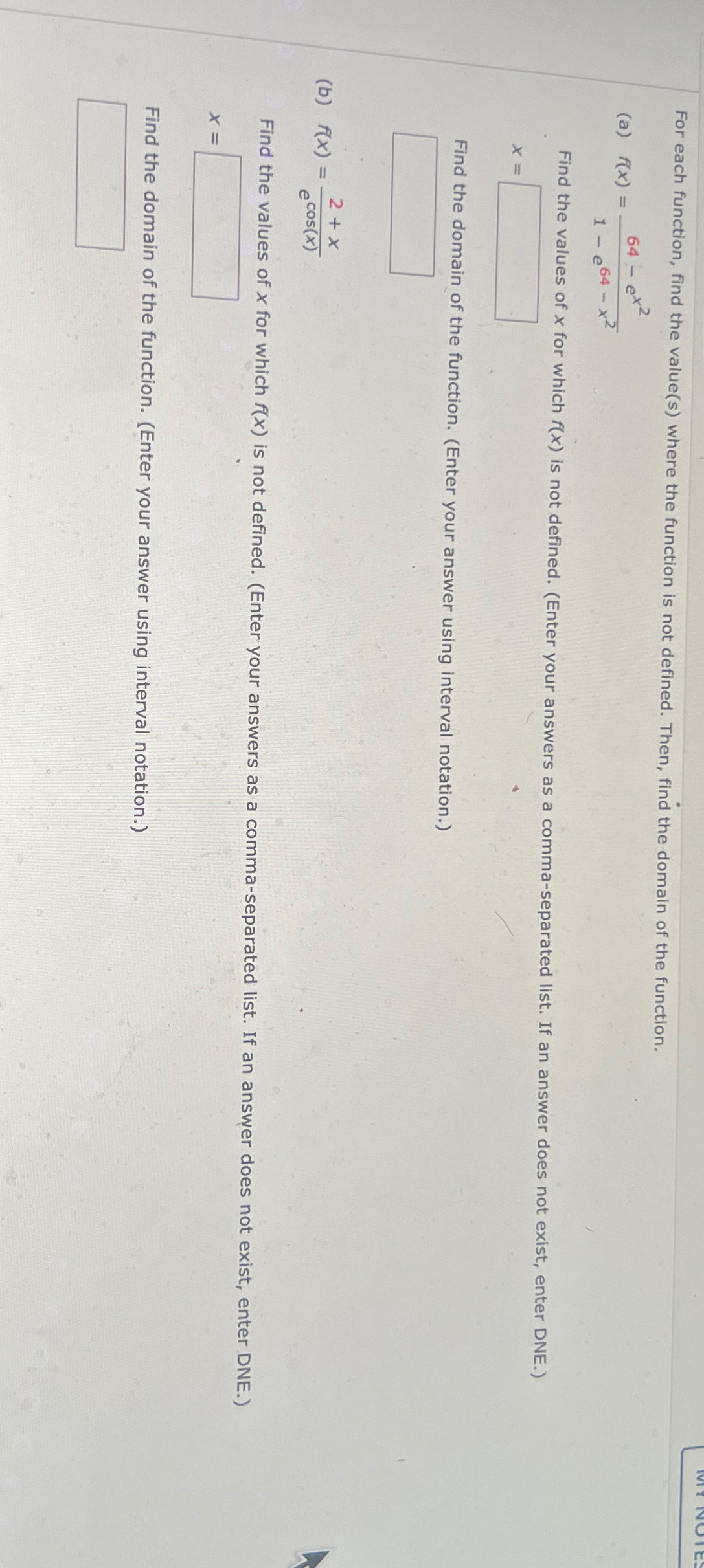 Solved For each function, find the value(s) ﻿where the | Chegg.com