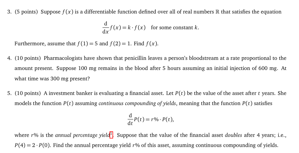 Solved by an EXPERT (5 ﻿points) ﻿Suppose f(x) ﻿is a differentiable | Chegg.com