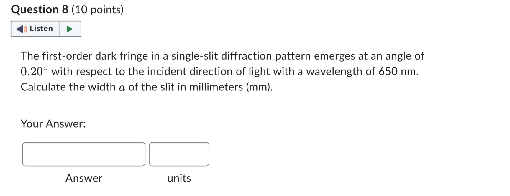 Solved ]The first-order dark fringe in a single-slit | Chegg.com