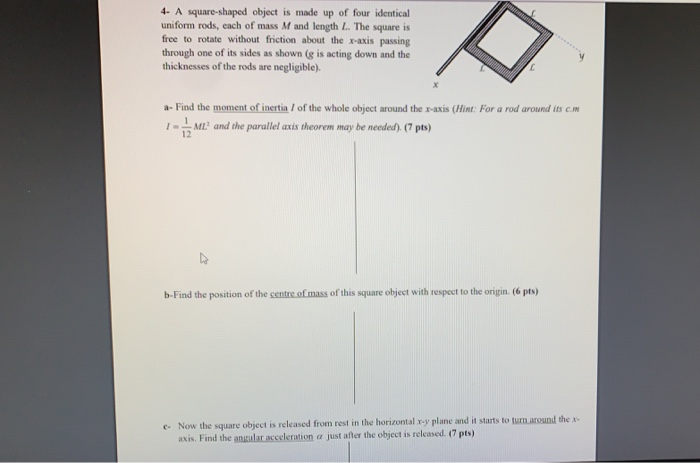 Solved 4. A square-shaped object is made up of four | Chegg.com