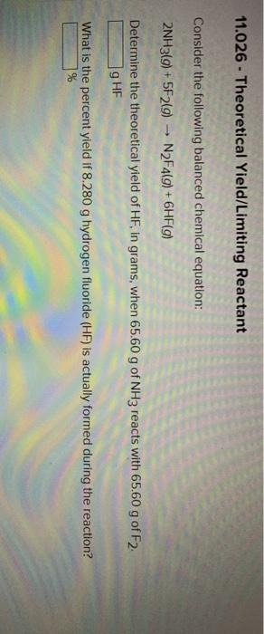 Solved 11.026 - Theoretical Yield/Limiting Reactant Consider | Chegg.com