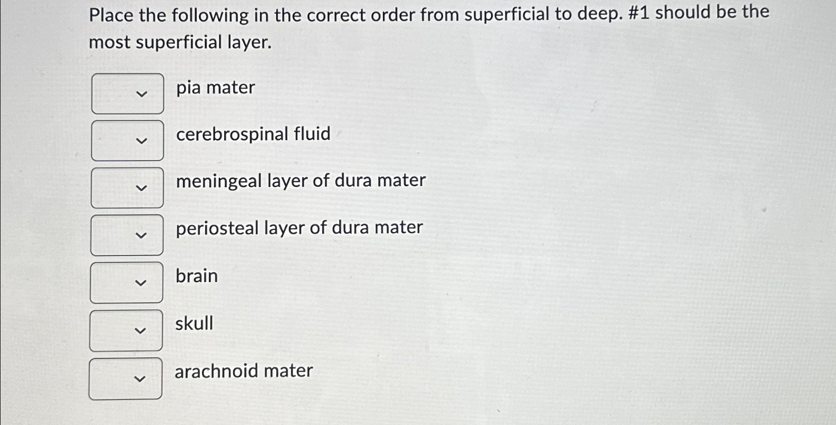 Solved Place the following in the correct order from | Chegg.com