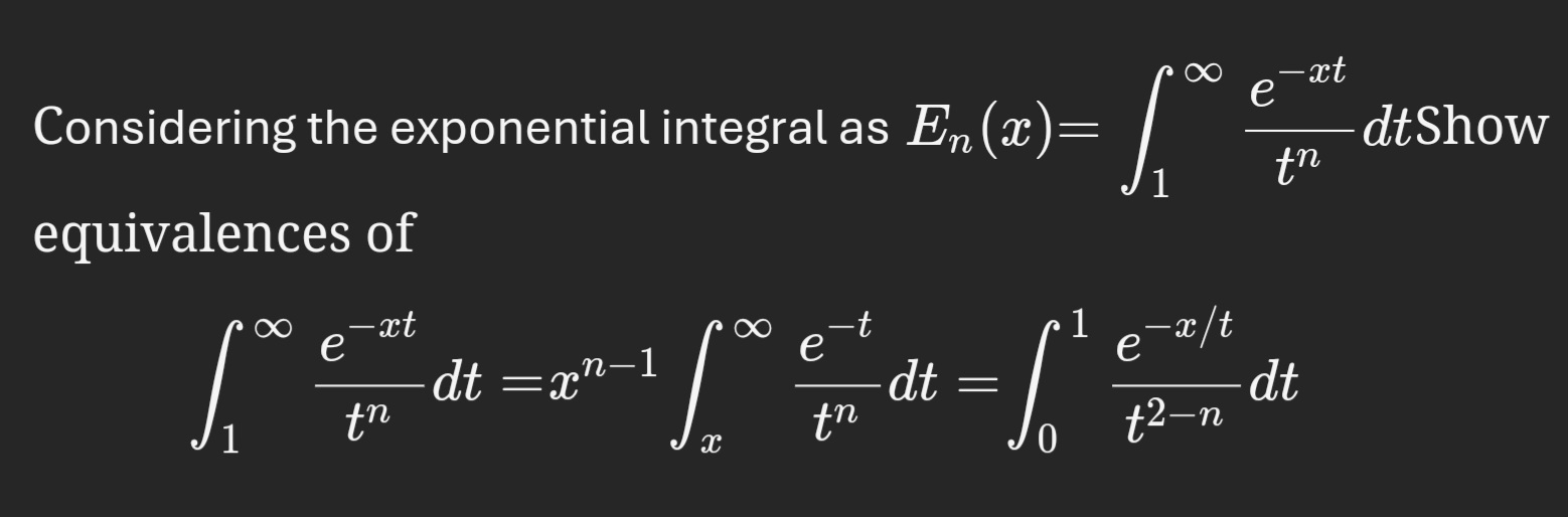 Solved Considering the exponential integral as | Chegg.com