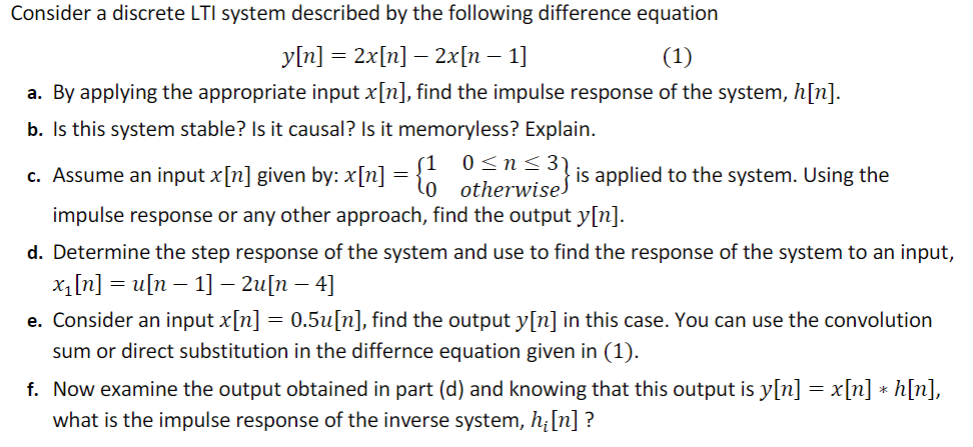 Solved Consider a discrete LTI system described by the | Chegg.com