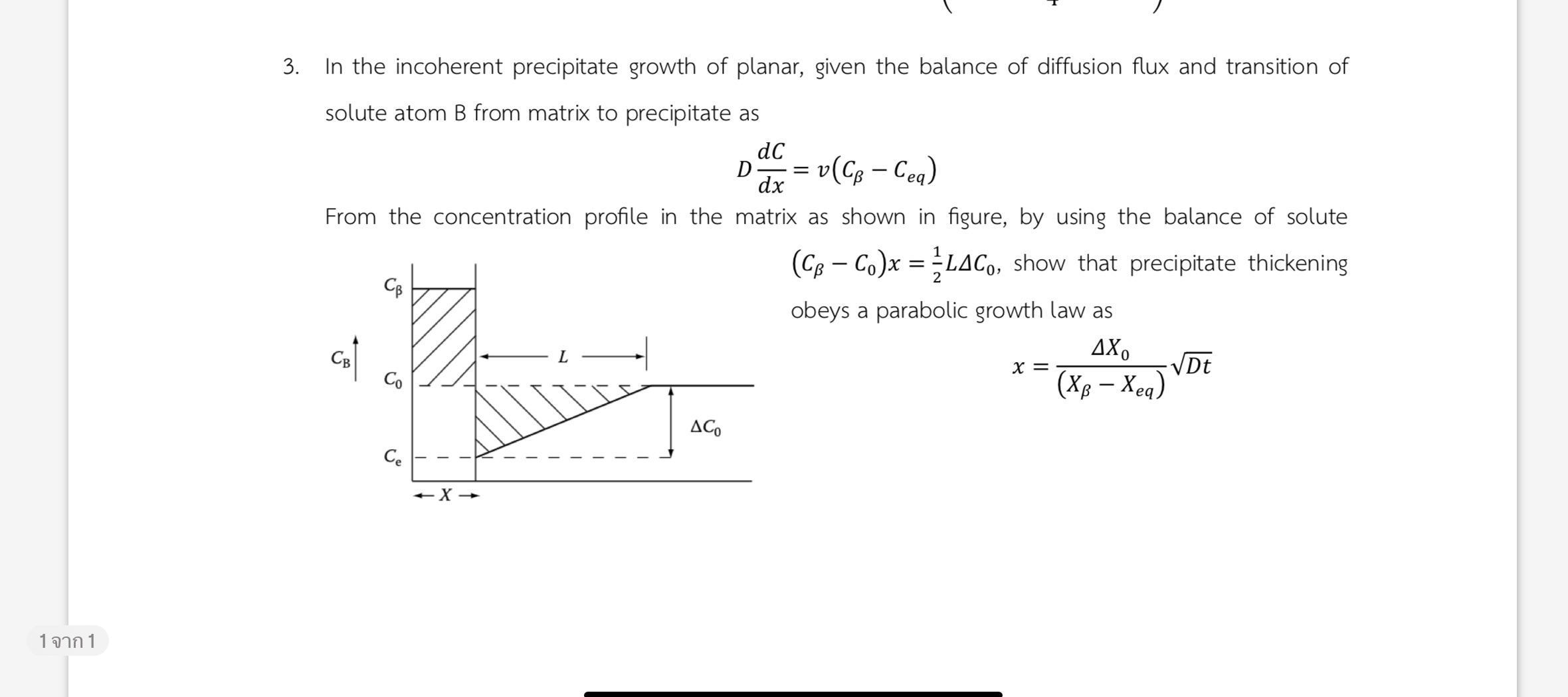 Solved In the incoherent precipitate growth of planar, given | Chegg.com