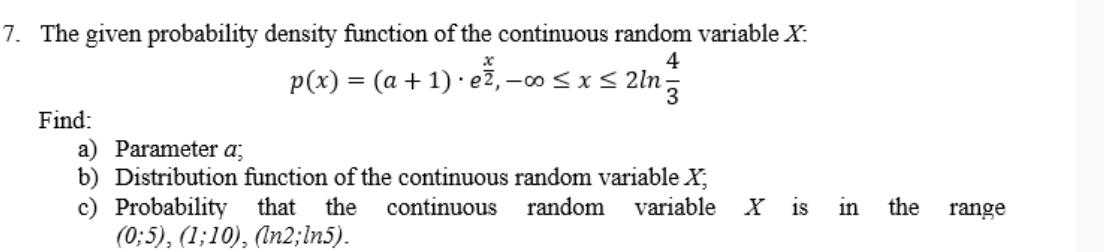 Solved The given probability density function of the | Chegg.com