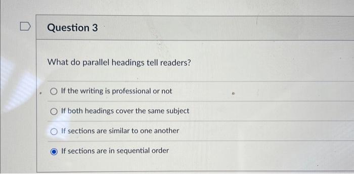 What do parallel headings tell readers? What do | Chegg.com