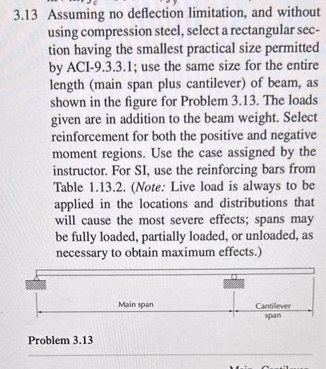 Solved 13 Assuming no deflection limitation, and without | Chegg.com