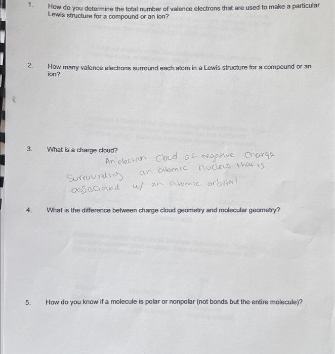 Solved 1. How do you determine the total number of valence | Chegg.com