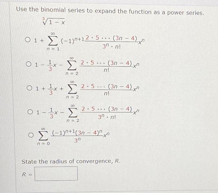 Solved Use the binomial series to expand the function as a | Chegg.com