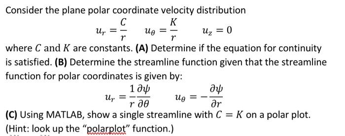 Solved Consider the plane polar coordinate velocity | Chegg.com