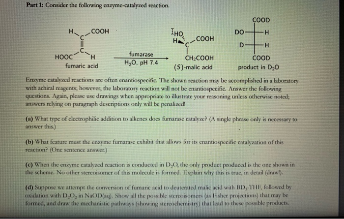 Solved Part 1: Consider the following enzyme-catalyzed | Chegg.com