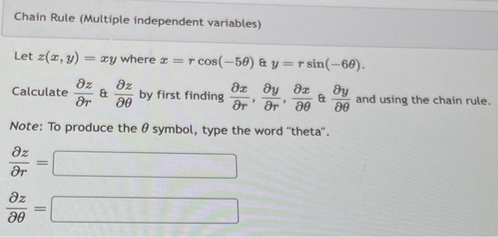 Solved Chain Rule (Multiple independent variables) Let | Chegg.com