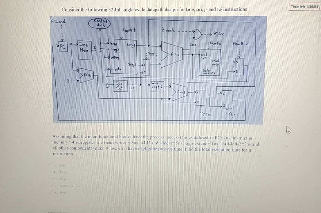 Solved Consider The Following 32 Bit Single Cycle Datapath 2671