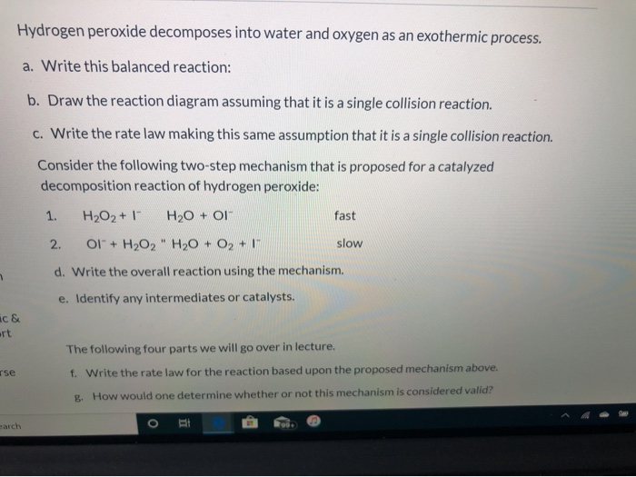 Balanced Chemical Equation For Decomposition Of Hydrogen Peroxide Into ...