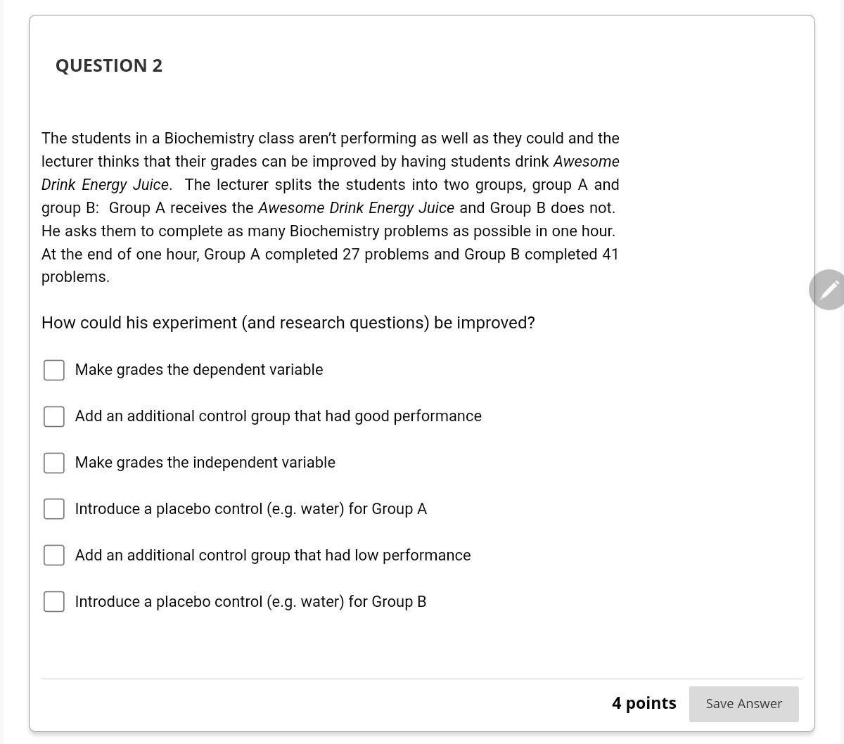 Solved The students in a Biochemistry class aren't | Chegg.com