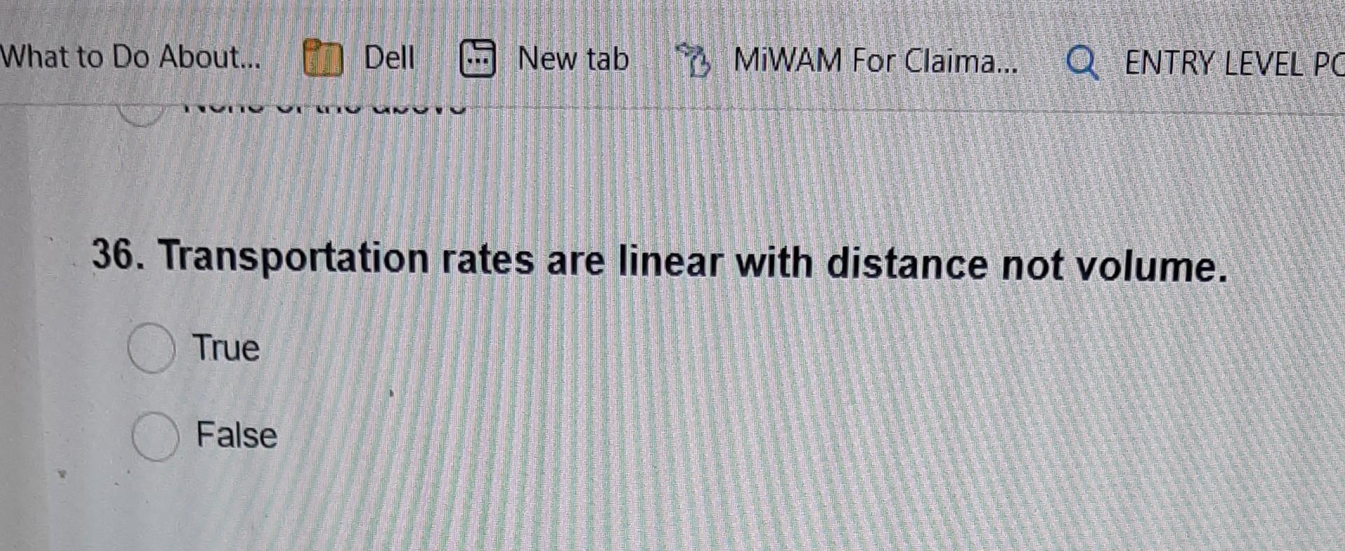 Solved 36. Transportation rates are linear with distance not | Chegg.com