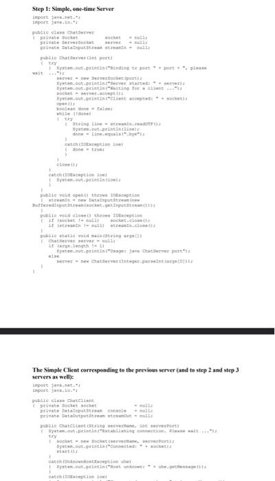 Solved chat system java project. please fill in the missing | Chegg.com