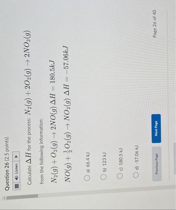 Solved Calculate ΔH for the process: N2(g)+2O2(g)→2NO2(g) | Chegg.com