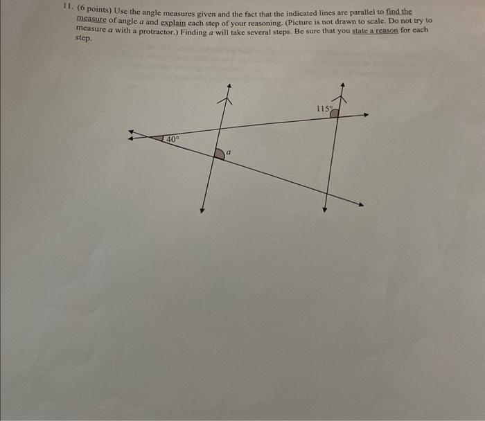 Solved 11. (6 points) Use the angle measures given and the | Chegg.com