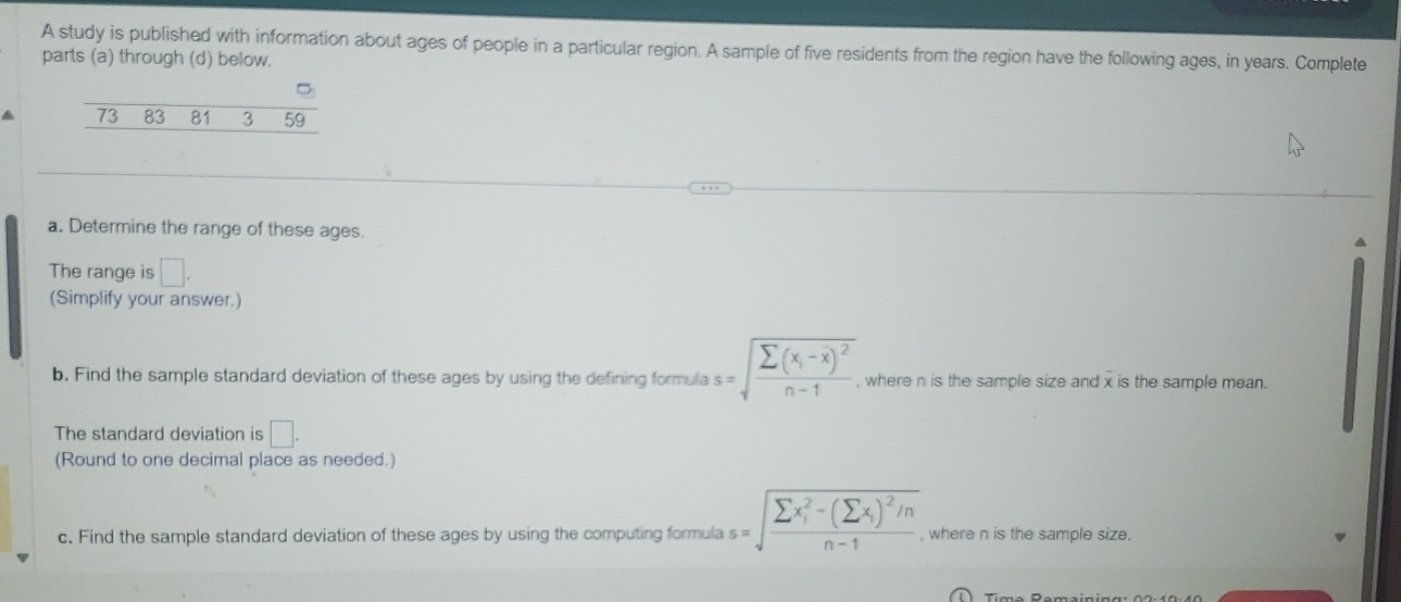 Solved A study is published with information about ages of | Chegg.com