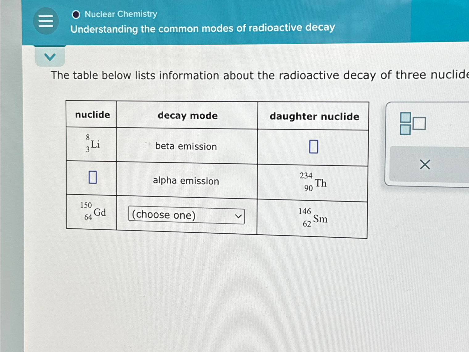 Nuclear ChemistryUnderstanding the common modes of | Chegg.com