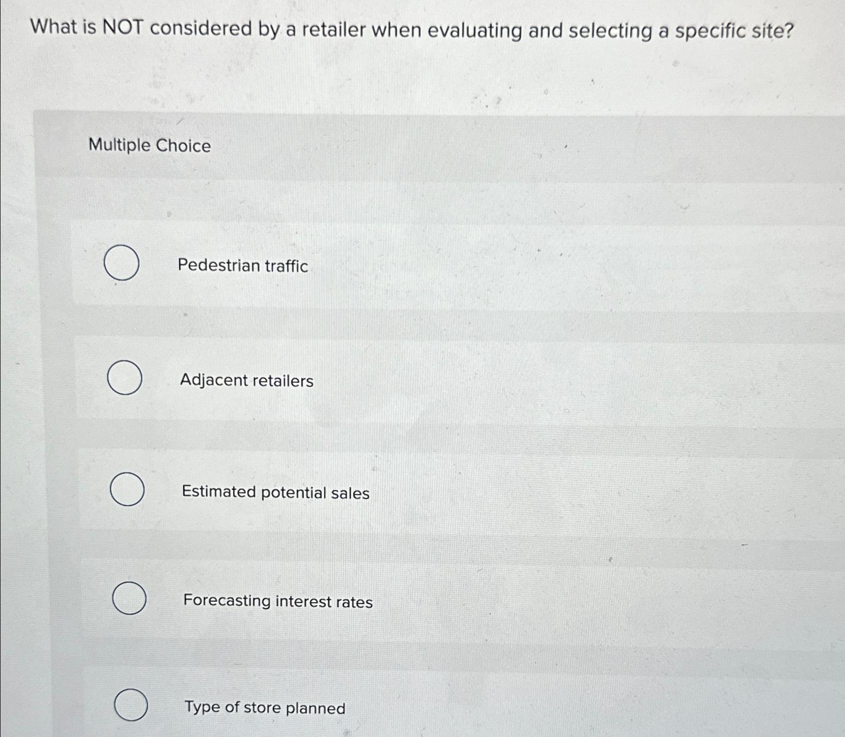 Solved What is NOT considered by a retailer when evaluating | Chegg.com