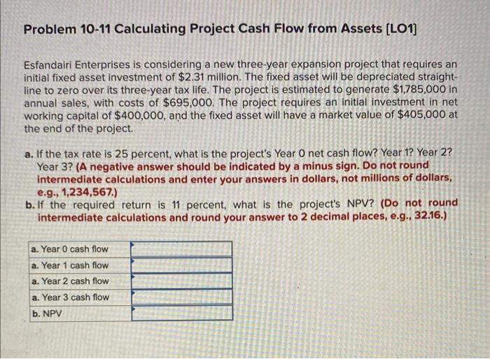 Solved Problem 10 11 Calculating Project Cash Flow From