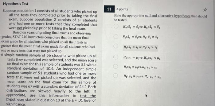 Solved Hypothesis Test Suppose population 1 consists of all | Chegg.com