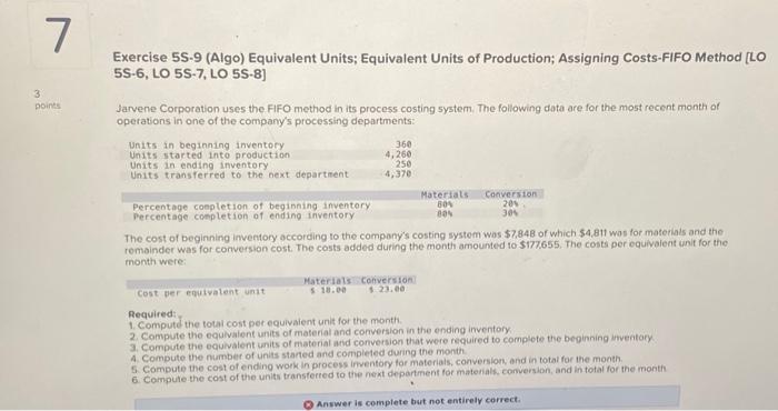 Solved Exercise 5S-9 (Algo) Equivalent Units; Equivalent | Chegg.com