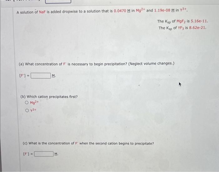 Solved A solution of NaF is added dropwise to a solution | Chegg.com