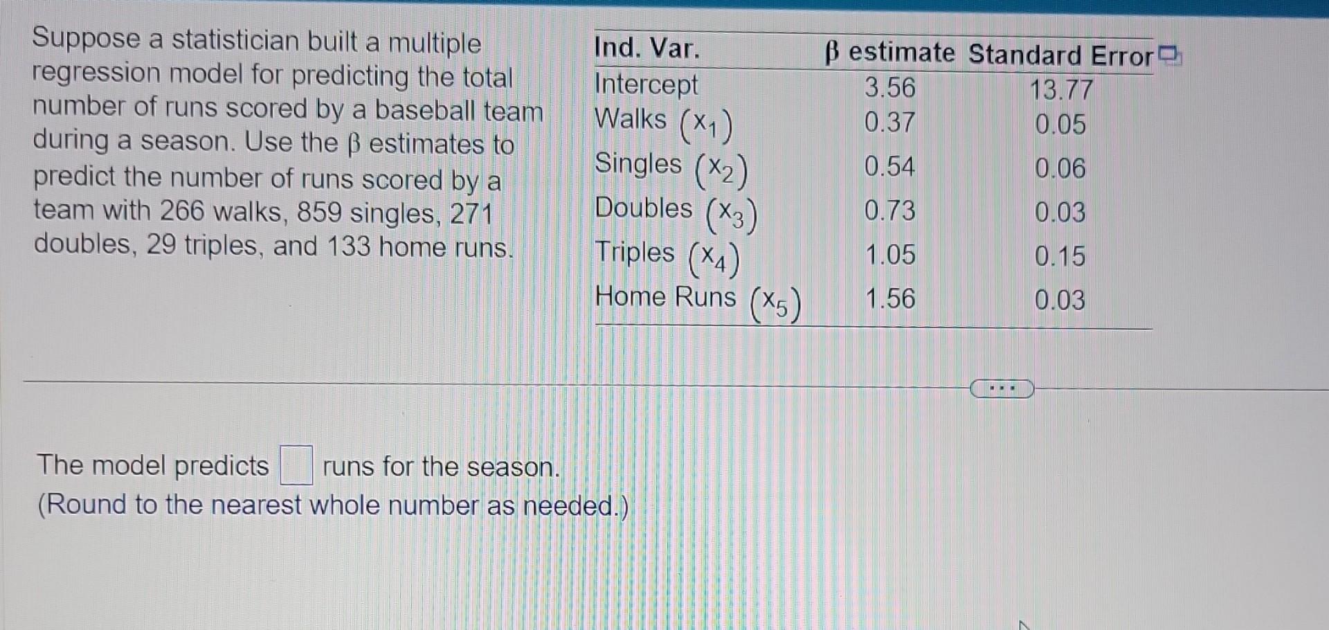 Solved Suppose a statistician built a multiple regression | Chegg.com
