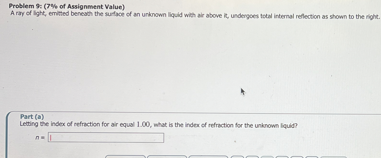 Solved Problem 9: (7% ﻿of Assignment Value)A ray of light, | Chegg.com