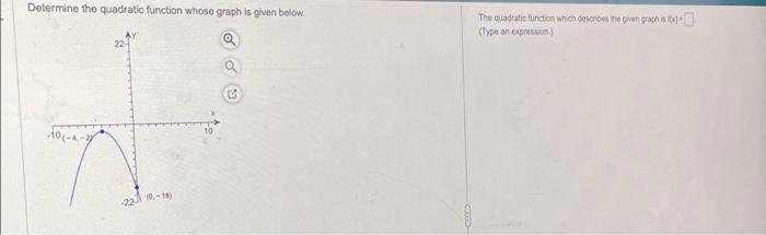 Solved Determine the quadratic function whose graph is given | Chegg.com