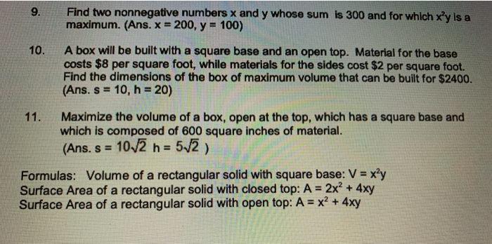 Solved 9. Find two nonnegative numbers x and y whose sum is | Chegg.com